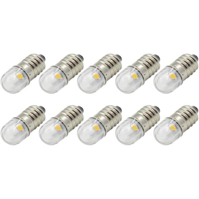 10 pièces 3 V E10 douille de Base ampoule LED 1 W blanc chaud remplacer ...