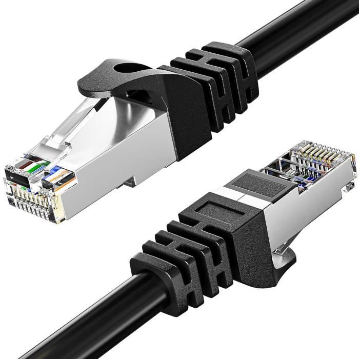 Cable Ethernet 5m Cat 6, Cable Rj45 Blindé Gigabit Haut Débit Cable Réseau Résistant aux ...