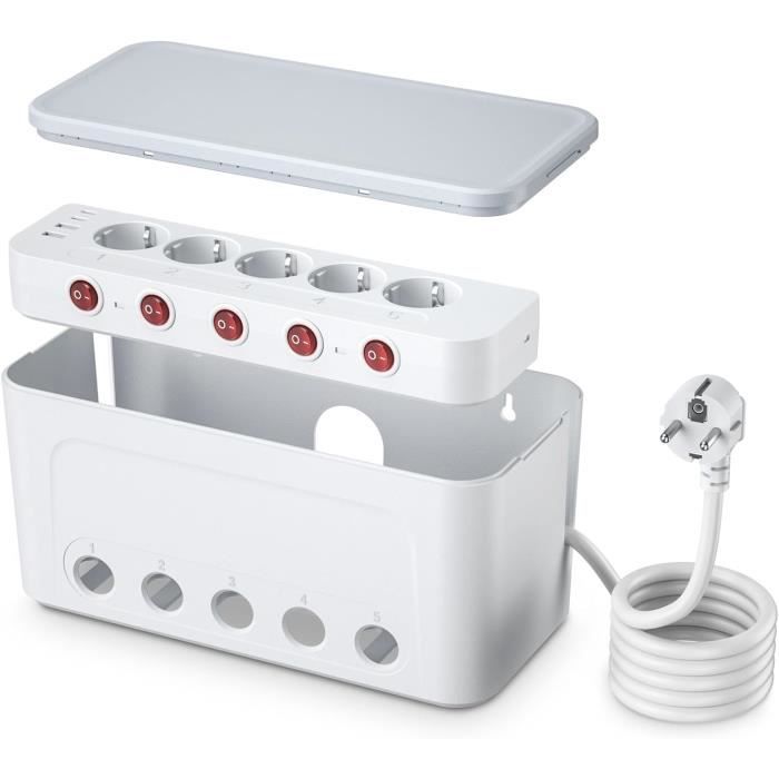 Boite Rangement Cable Avec Multiprise Usb, Boîte De Rangement Pour ...