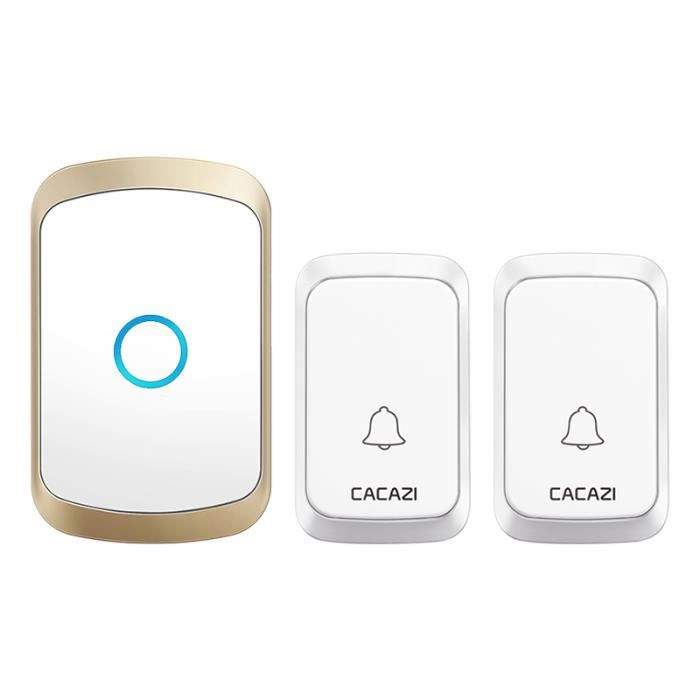 SONNETTE,gold 2x1--sonnette sans fil à piles DC, portée 300M, 36 ...