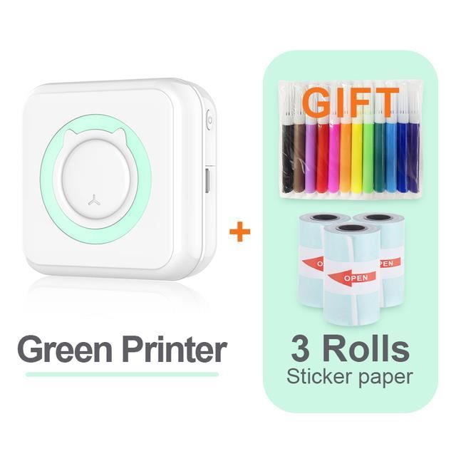 IMPRIMANTE,Green add 3 sticker--Mini imprimante thermique Portable 58mm ...