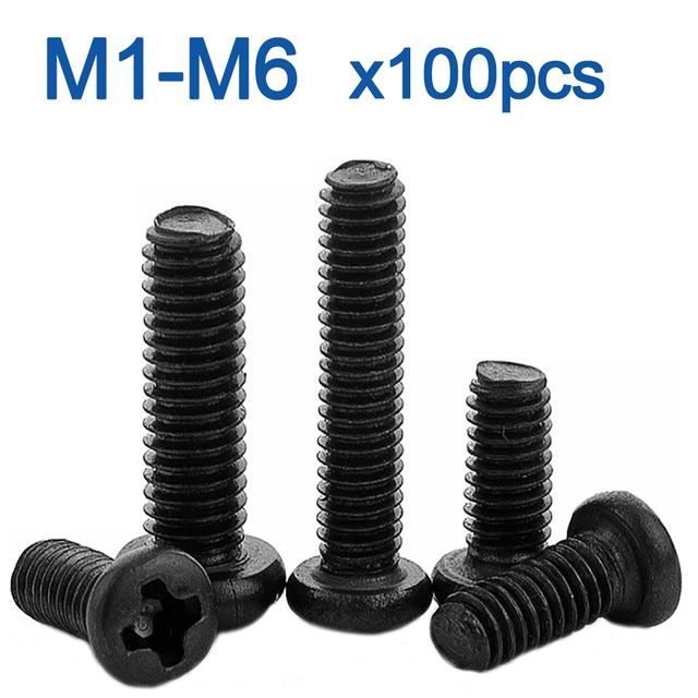 VIS,M1-3mm x100pcs--100 pièces-lot vis à tête cylindrique encastrée en croix M1 M1.2 M1.4 M1.6 ...