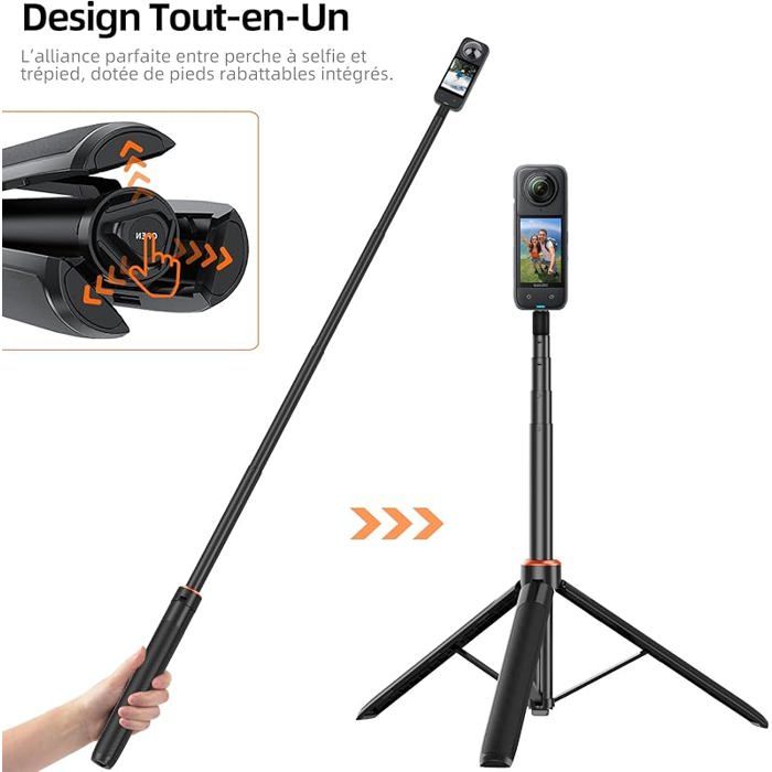 Perche selfie 136cm avec trépied intégré pour caméras 360 PERCHE ...