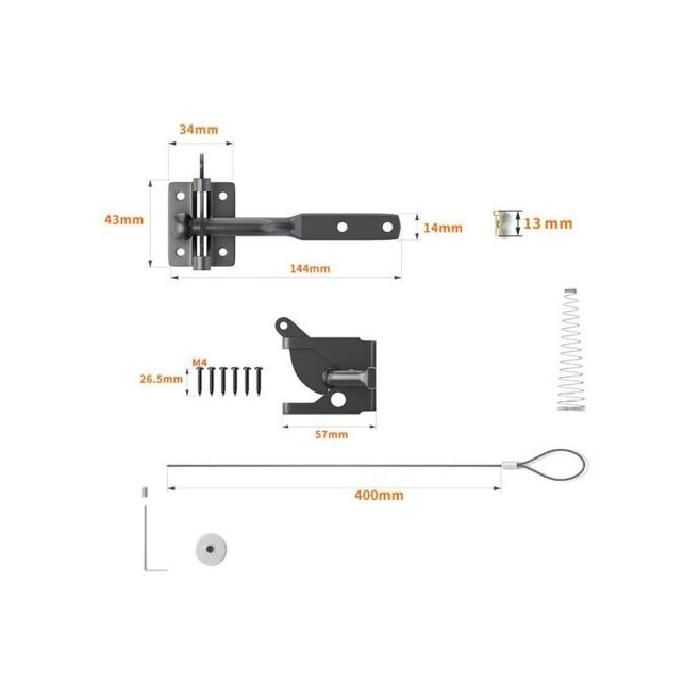 Loquet de portail acier carbone noir – Verrouillage automatique – Câble ...