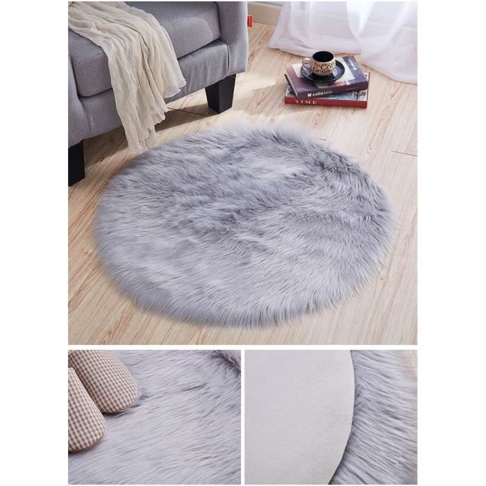 Tapis Salon Shaggy Poil Long Doux Moderne Tapis Imitation Fourrure Laine Rectangulaire pour ...