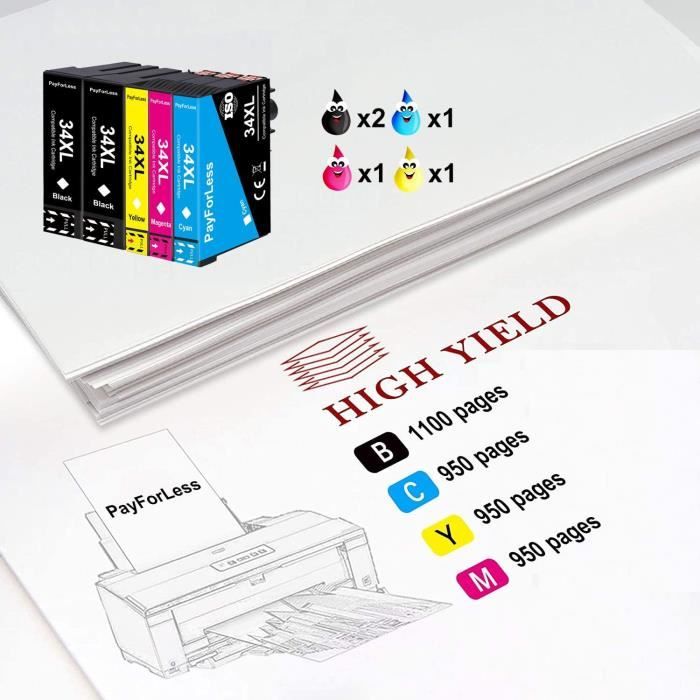 34Xl Cartouche, Remplacer Pour Epson 34 34 Xl Cartouche D'Encre ...