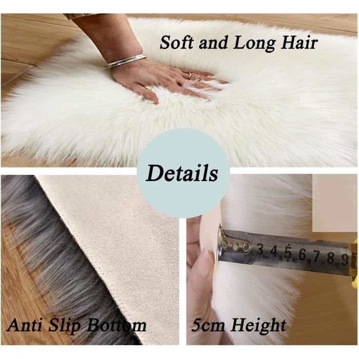 Tapis Salon Shaggy Poil Long Doux Moderne Tapis Imitation Fourrure Laine Rectangulaire pour ...