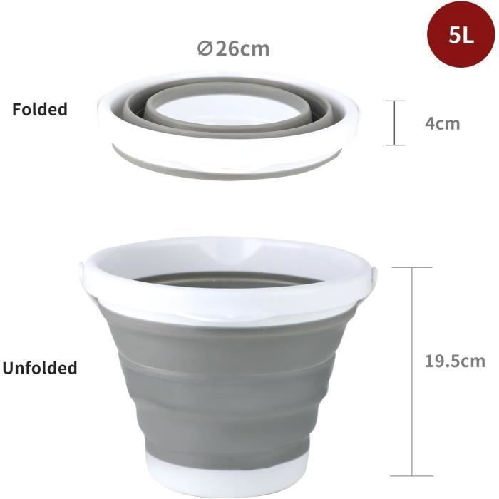 Seau 5L, Seau Pliable, Sceau Menage, Peut être Suspendu, adapté pour Le ...