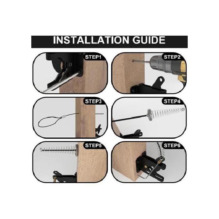 Loquet de portail acier carbone noir – Verrouillage automatique – Câble ...