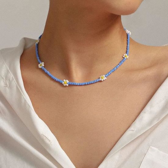 Boho colliers de perles Collier de fleurs Boho chaîne de colliers ...