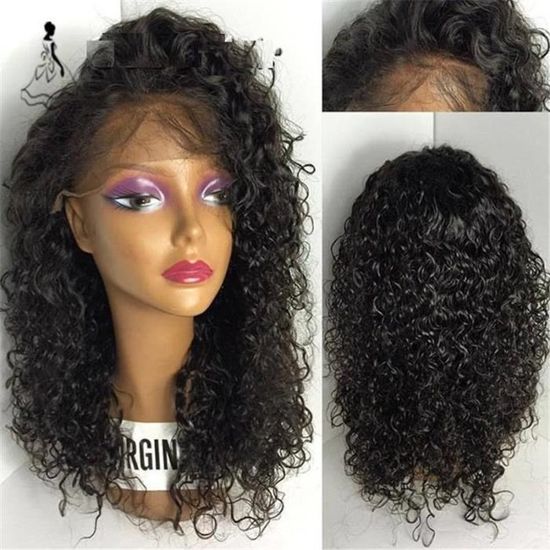 Drasawee Perruque Lace front wig Alina frisé 16 Inches 1b# noir-brun ...
