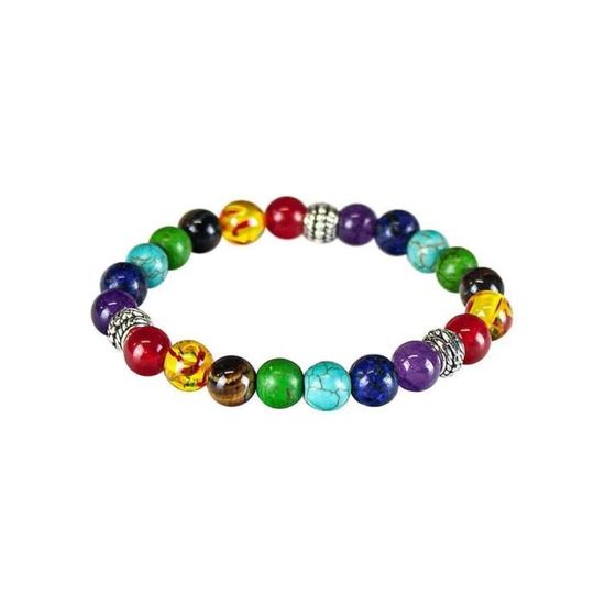 Bracelet Chakra Avec Perles Colorées - GENERIC - Bracelet - Multicolore ...