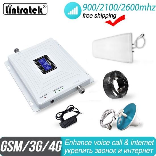 RUMOCOVO® Amplificateur de Signal 4G 2G 3G Tri-bande GSM 2600 WCDMA 900 FDD LTE, répéteur de ...