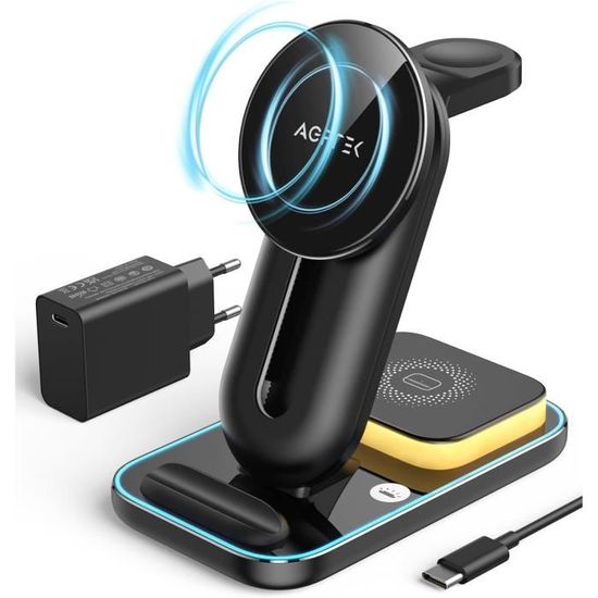 15W Chargeur À Induction Iphone , 4En1 Mag-Safe Station De Charge Pour ...