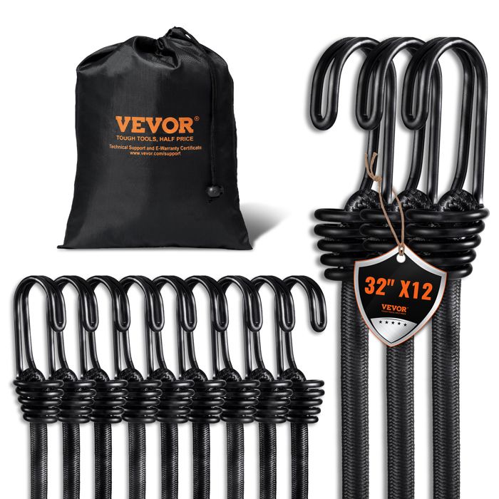 Kit de 12 Tendeurs -VEVOR-Cordes Élastiques de 8 mm pour Camping ...