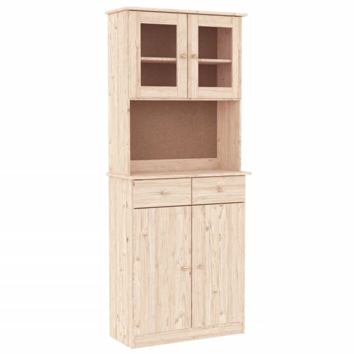 Buffet haut - HELLOSHOP26 - ALTA 77 - Bois de pin massif - Grand espace ...