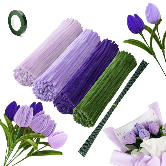 ANBOWEI Fil Chenille, 240pcs Kit Bouquet Cure Pipe Chenille, Pipe ...