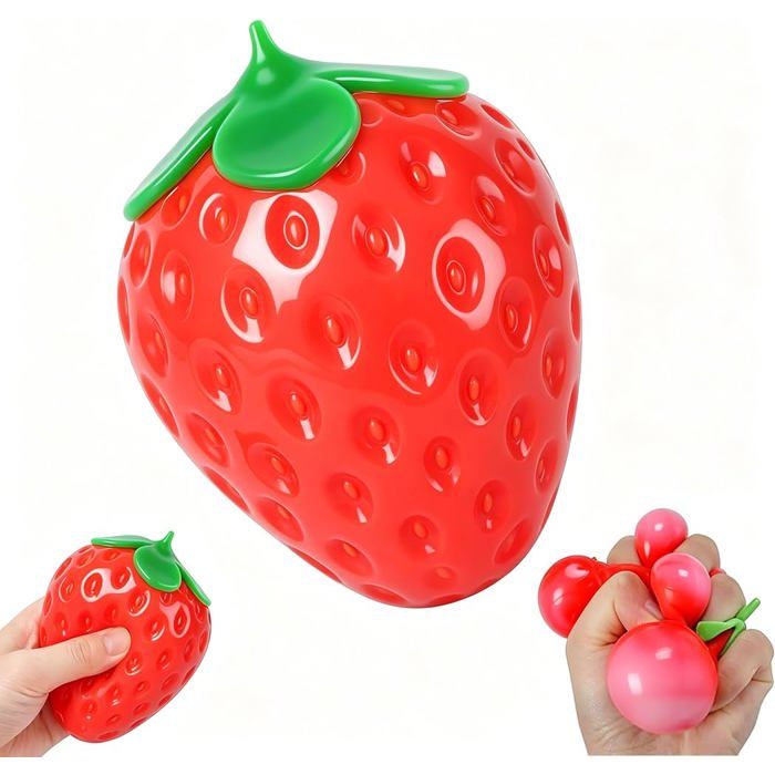 3 Pièces Squishy Fraise Géante, Balle Anti-Stress à Déformation Lente ...