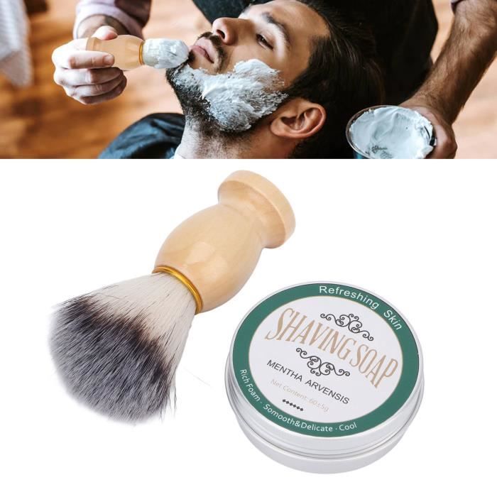 LAI Savon à raser pour homme crème à raser parfum de menthe adoucissant ...