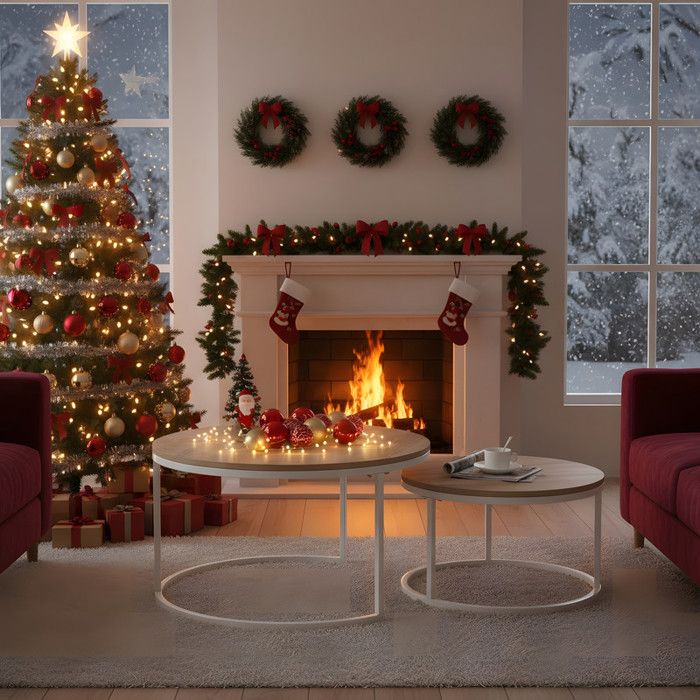 Lot de 2 tables basses de salon, rondes, , grand modèle : 80*45cm et ...