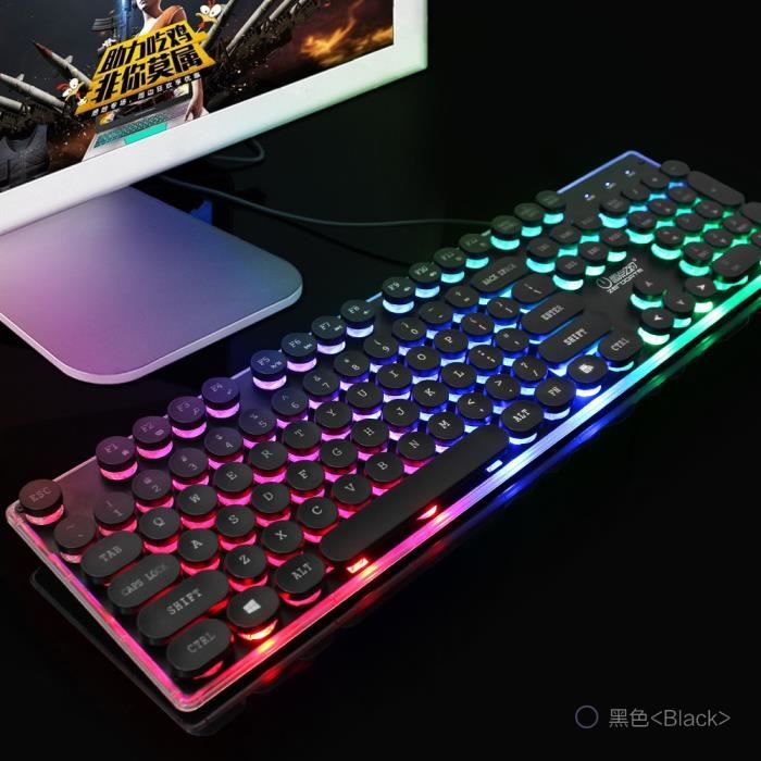 Clavier rétroéclairé Gaming USB multimédia couleur lumineux LED USB ...
