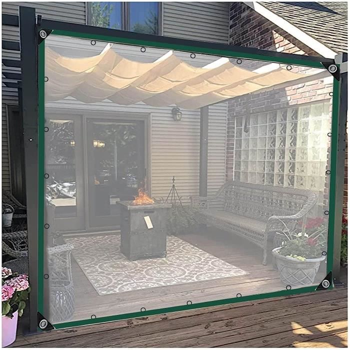 Bâche Étanche, Bâche En Pvc Transparent Avec Œillets, Rideau De Pluie ...