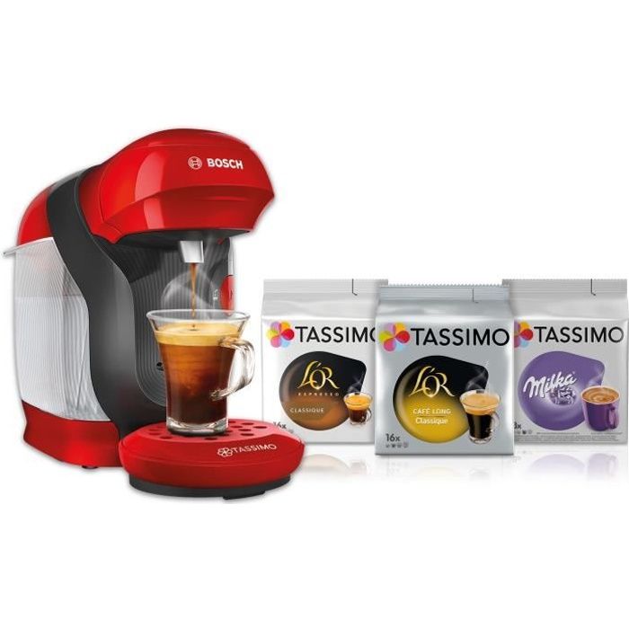 Machine à café automatique compacte BOSCH Tassimo Style TAS1103 - Rouge ...