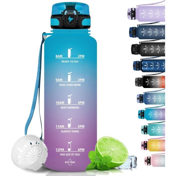 Gourde, 1.5L Gourde Sport, Sans Bpa, Bouteille D'Eau, Gourde Graduée ...