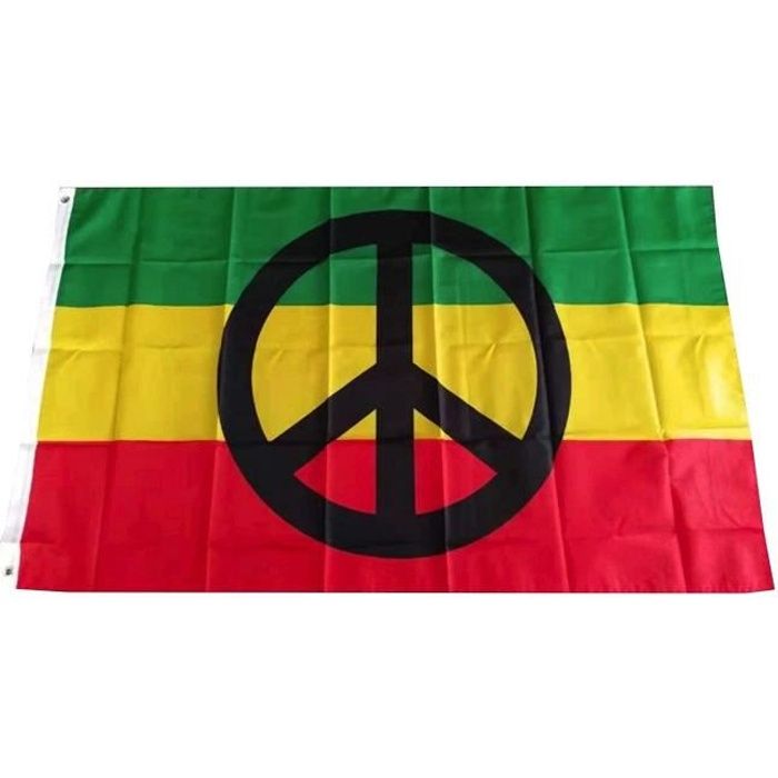 Grand Drapeau Rasta Reggae Peace Exterieur et intérieur - Cdiscount Maison
