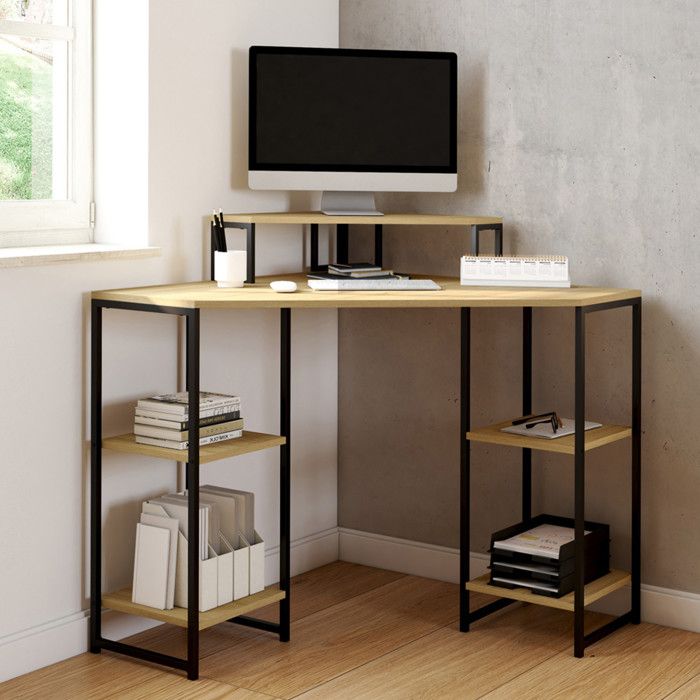 IDMARKET Bureau d'angle DETROIT gain de place bureau informatique avec ...