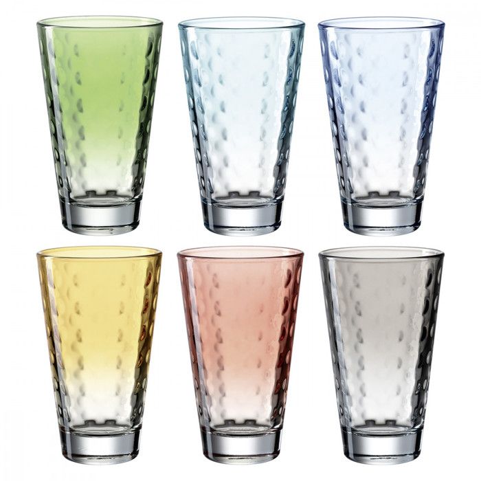 Verres colorés - Leonardo - 300ml - Lot de 6 - Verre - Multicolore ...