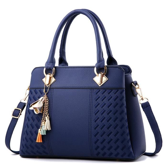Sac à Main Femme - FONDUPIN - Bleu - Simili cuir - Fermeture éclair ...