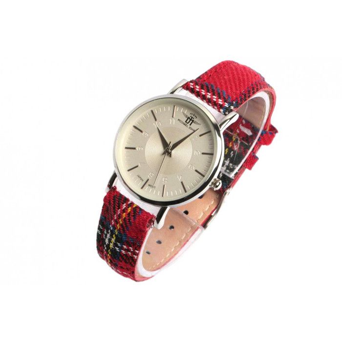 Montre-Michael John-Montre Femme Rouge Fantaisie Bracelet Carreaux ...