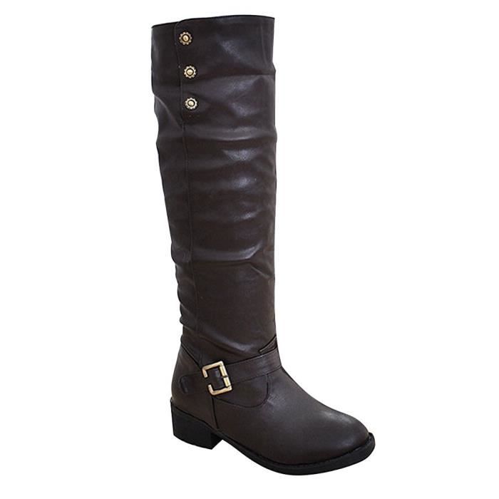 Bottes Slouchy Douces et Chaudes pour Femme - MINETOM - Marron - Talon ...