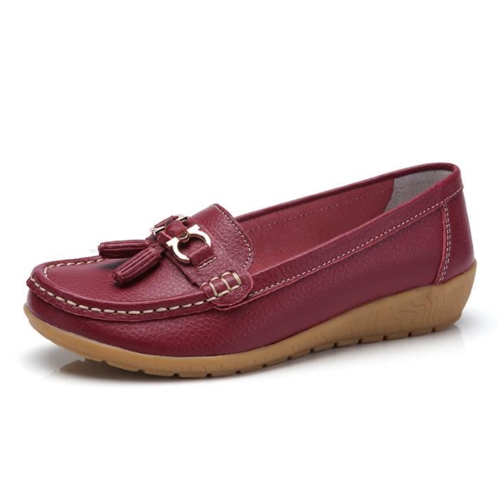 Basket Femme JS™ - Rouge - Classique Cuir Confortable Durable Rouge ...
