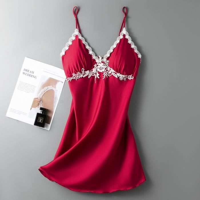 Pyjama Femmes Courte En Dentelle Sexy Tenue Courte Frpcre Red
