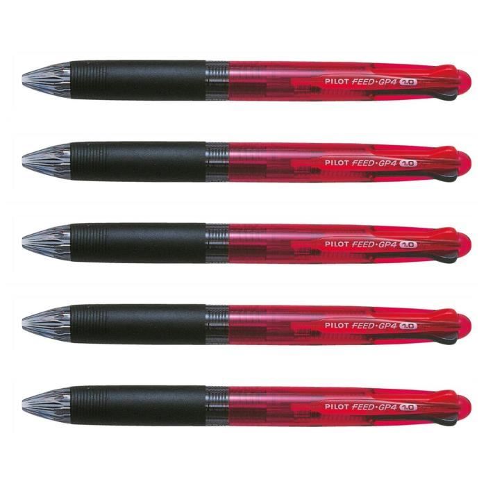Lot de 5 Stylos Bille 4 Couleurs Rouge Neon Begreen FEED GP4 Pointe ...