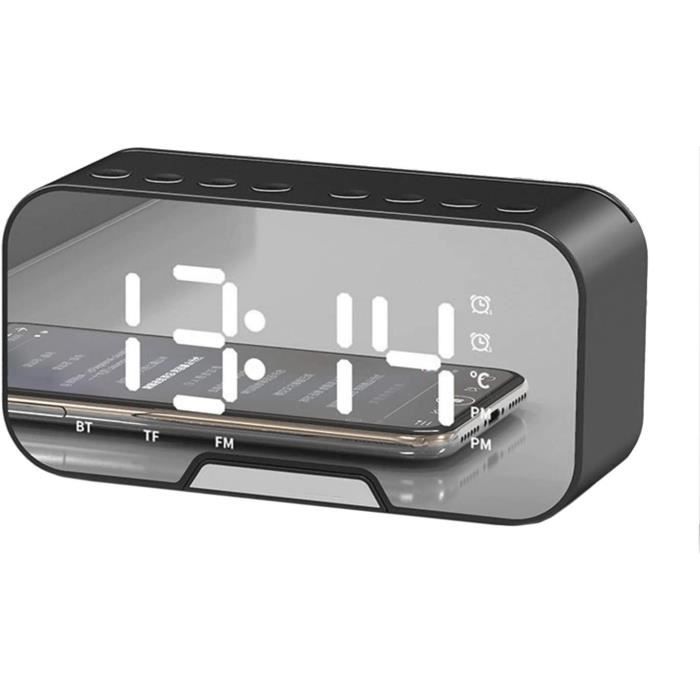 Enceinte Bluetooth Avec Radio Fm Et Écran Led Miroir - Réveil Numérique ...