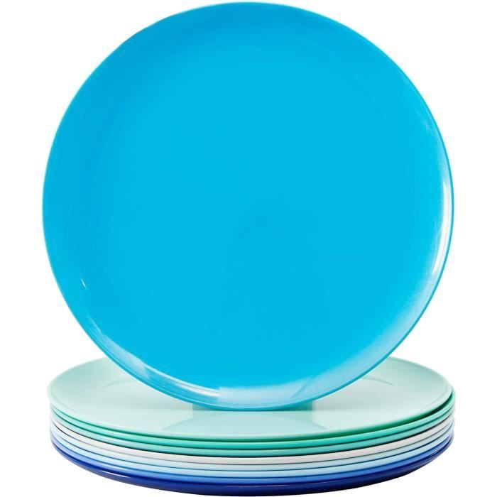 9 Grande Assiettes En Plastique De 25Cm,Assiettes Diner (Couleur ...