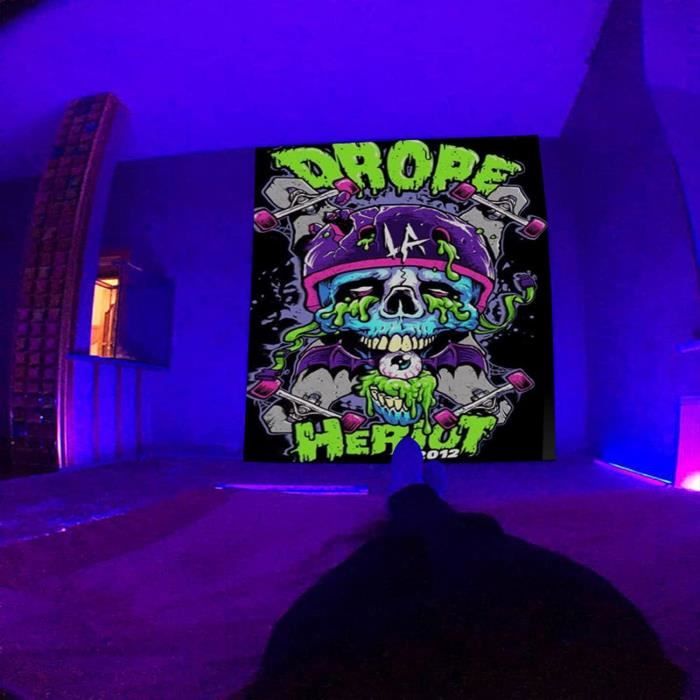 Tapisserie Murales Crâne Fluorescent Tenture Murale Champignon Lumineux ...