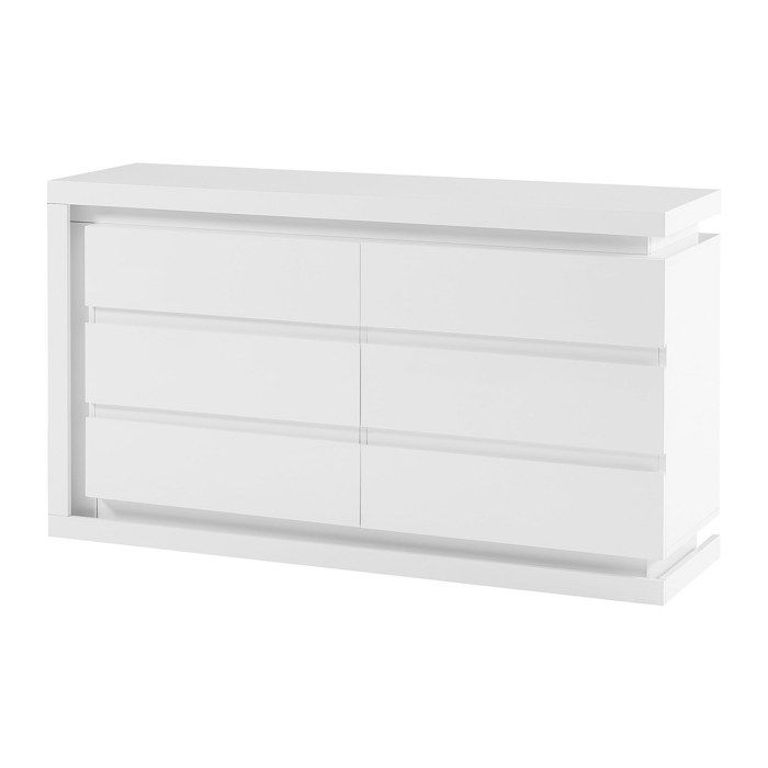 Commode 6 tiroirs - Avec LEDs - MDF - Blanc laqué - FLARANCIA - Cdiscount Maison