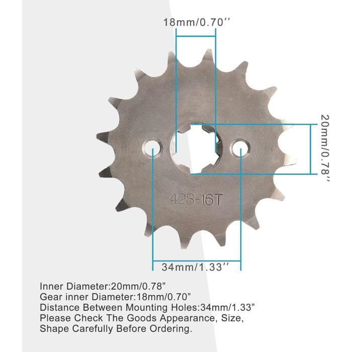 428 16 T 20Mm Dents Moto Pignon Moteur Pignons Coniques De Chaîne Engine Remplacement Pour 50Cc ...