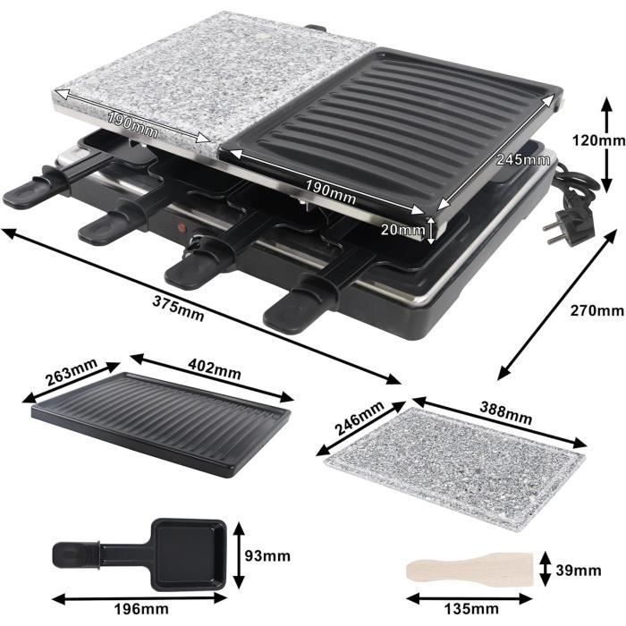 Appareil à raclette - NAIZY - 1400 W - Pour 8 personnes - Plaques en ...