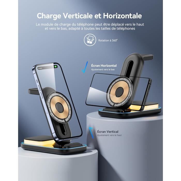15W Chargeur À Induction Iphone , 4En1 Mag-Safe Station De Charge Pour ...