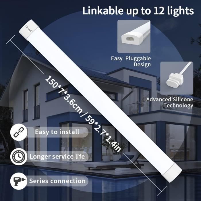 Tube Led 150Cm,45W 4500Ml Led Ip66 Garage Plafond Luminaire, Atelier ...