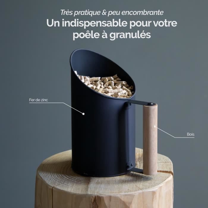 Pelle à granulés, pellets en fer de zinc et poignée en bois - 1.5L ...