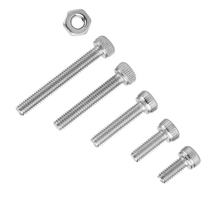 SALALIS Vis à six pans creux 210 pièces M2.5 en acier inoxydable SS304 vis à tête hexagonale et ...