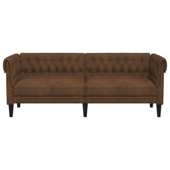 BEA Canapé Chesterfield 3 places marron tissu - Shipenophy - ZYQ17222 ...