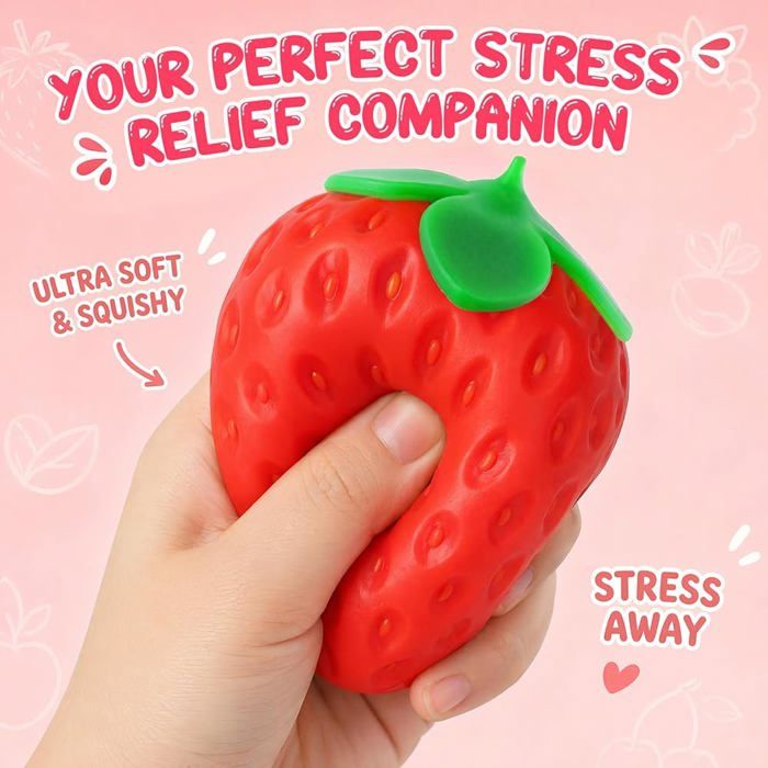 3 Pièces Squishy Fraise Géante, Balle Anti-Stress à Déformation Lente ...