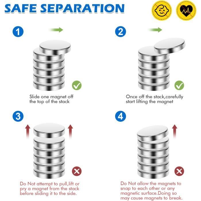 Aimants En Néodyme,6 Piece Aimant Ultra Puissant 20X4Mm Adhésif Double ...